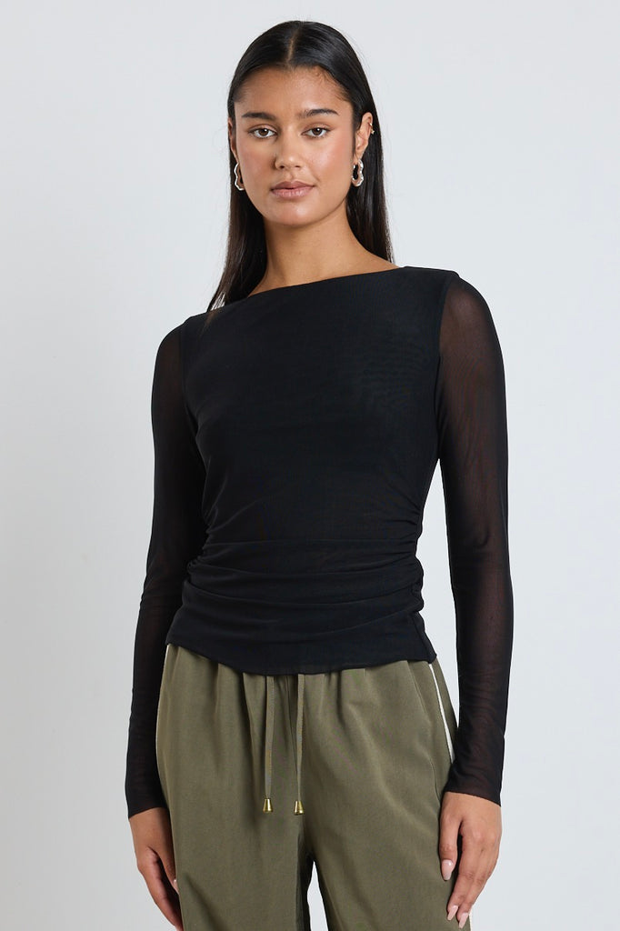 Shop Bravo Black Mesh Long Sleeve Top | Flo & Frankie