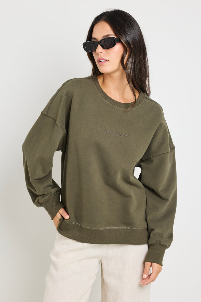 Shop Daylight Khaki RE:UNION Label Sweatshirt | Flo & Frankie