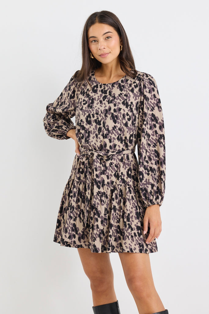Shop Host Animal Balloon Sleeve Drop Waist Mini Dress | Flo & Frankie
