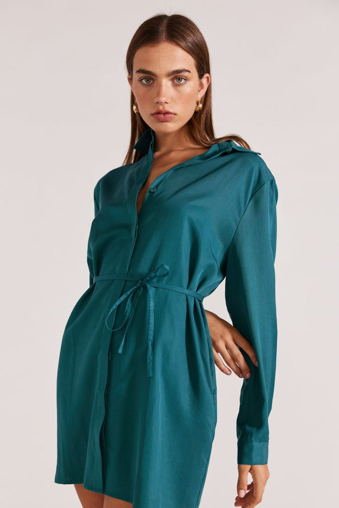 Shop Leila Emerald LS Mini Dress | Flo & Frankie