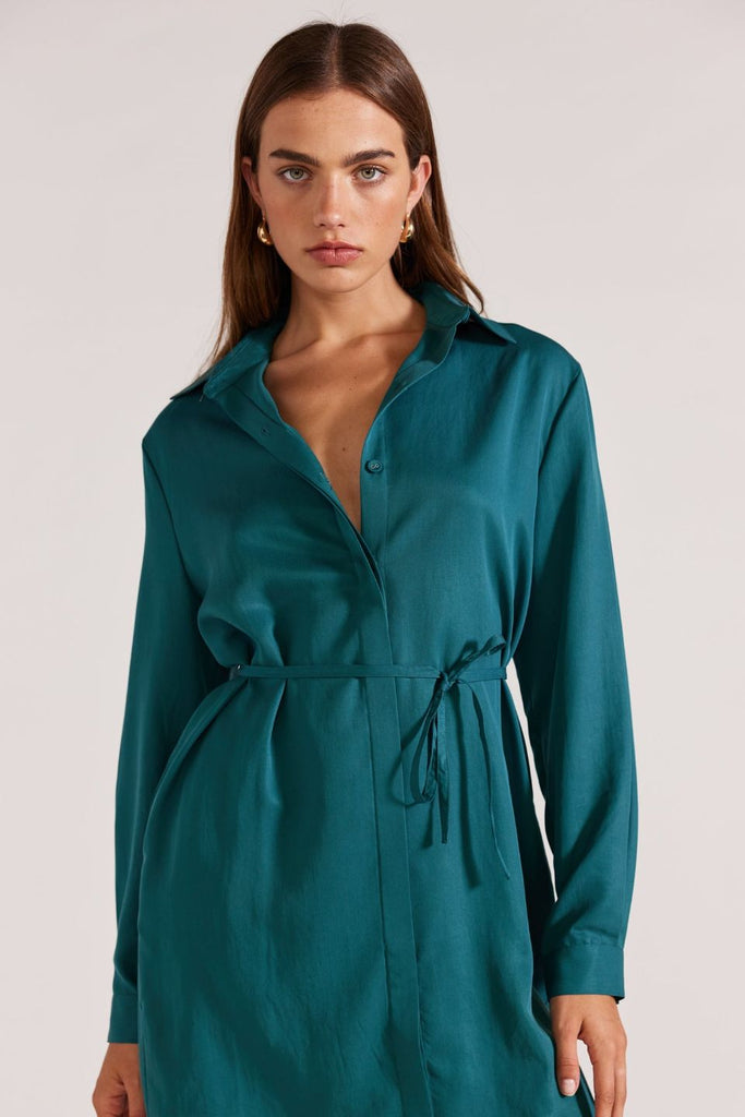 Shop Leila Emerald LS Mini Dress | Flo & Frankie