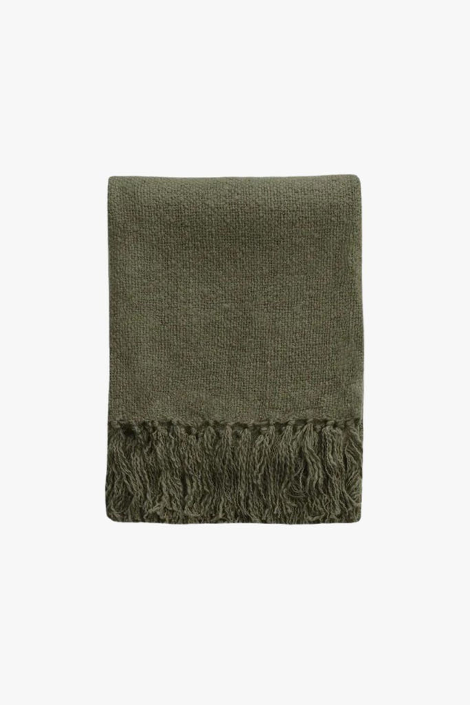 Shop Serenade Olive Acrylic 125x150cm Throw Online | Flo & Frankie
