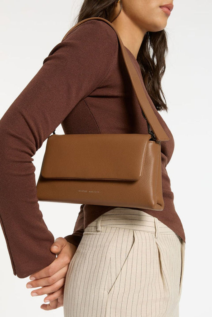 Shop Zenith Camel Leather Dual Strap Shoulder Bag | Flo & Frankie