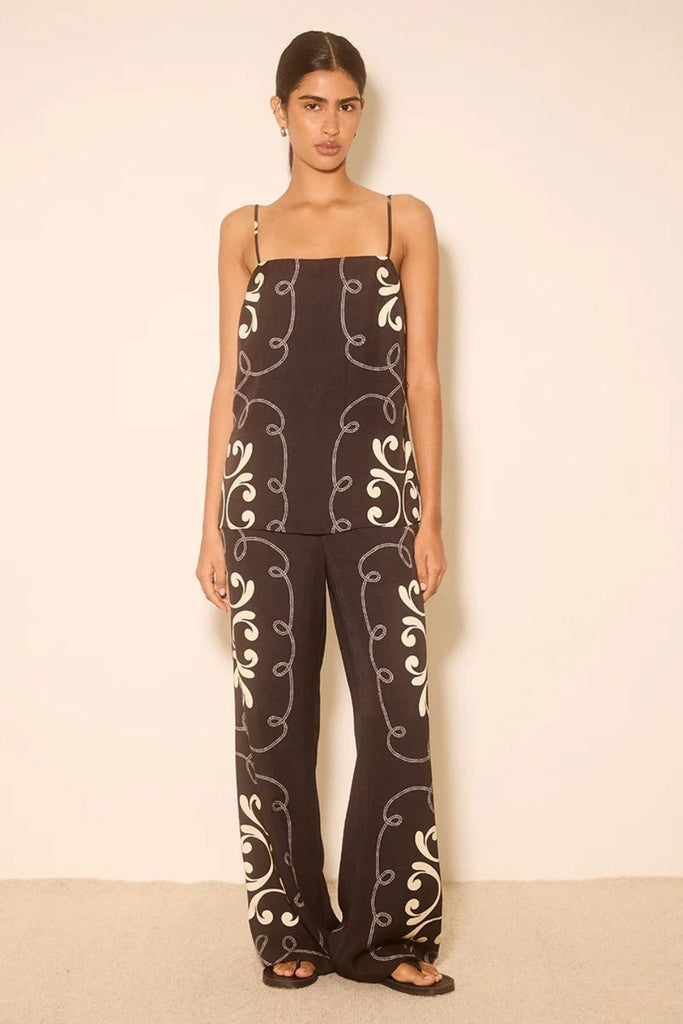Shop Savanna Black Contrast Print Strappy Top | Flo & Frankie