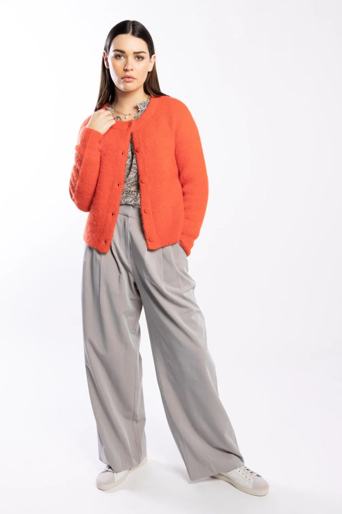 Shop Cozy Fire Red Alpaca Blend Cardi | Flo & Frankie
