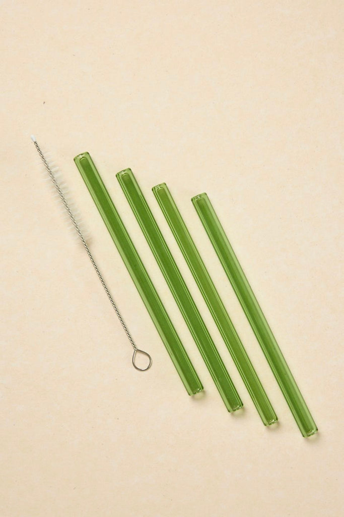 Shop Green Cocktail Short Reuseable Pk 4 Glass Drinking Straws | Flo