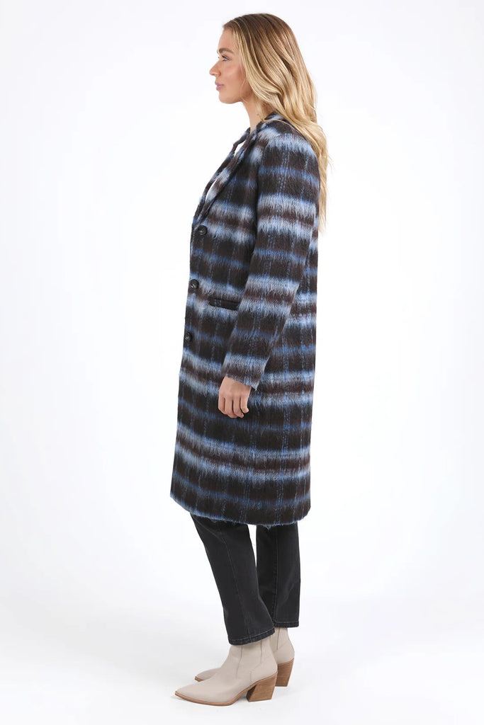 Shop Bennett Chocolate Blue Check Coat | Flo & Frankie
