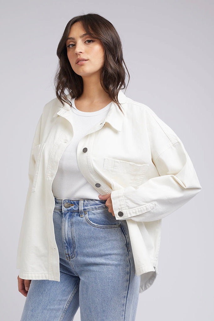 Shop Dale Vintage White Denim Shacket | Flo & Frankie