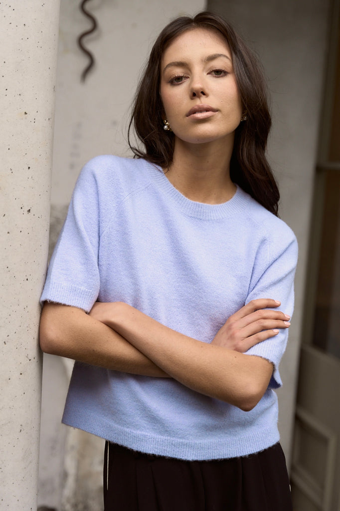Shop Assemble Ice Blue Alpaca Blend Raglan Knit Tee | Flo & Frankie