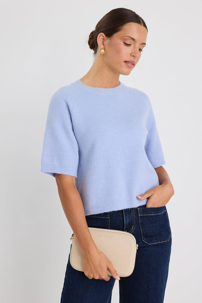 Shop Assemble Ice Blue Alpaca Blend Raglan Knit Tee | Flo & Frankie