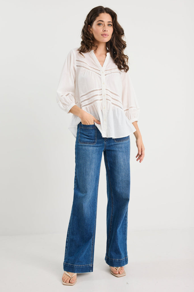 Shop Astound Ivory Lace Insert SS Top | Flo & Frankie
