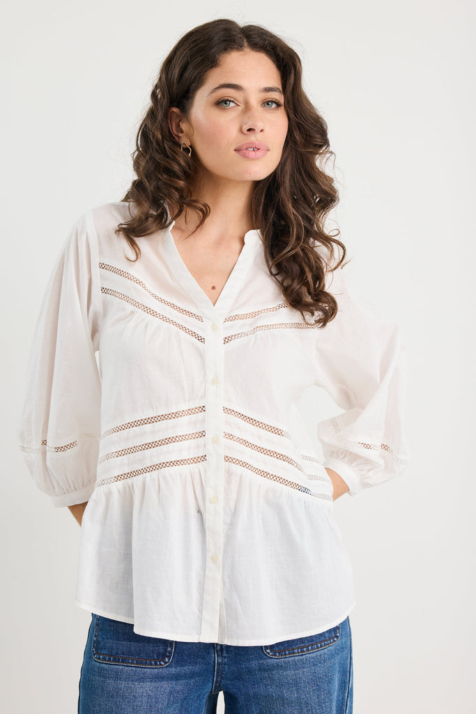 Shop Astound Ivory Lace Insert SS Top | Flo & Frankie