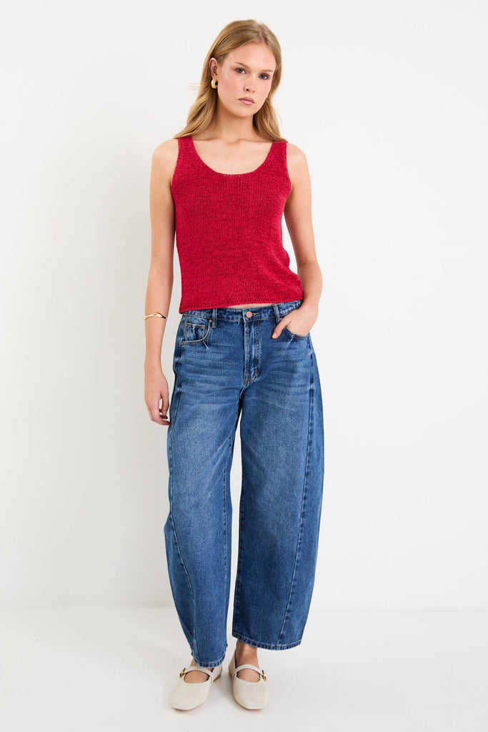 Shop Atoll Cherry Red Sleeveless Knit Top | Flo & Frankie