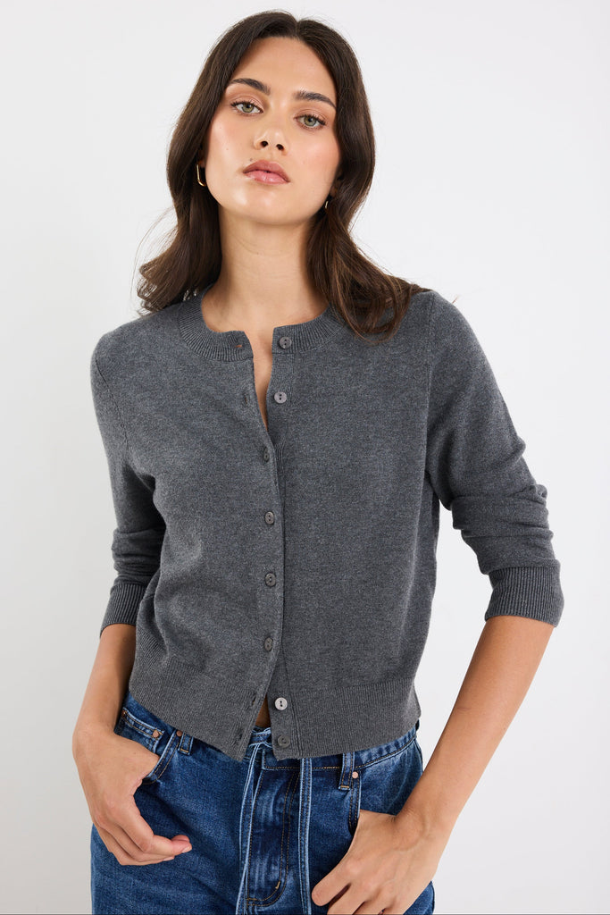 Autograph Charcoal Soft Fine Gauge Crewn | Flo & Frankie