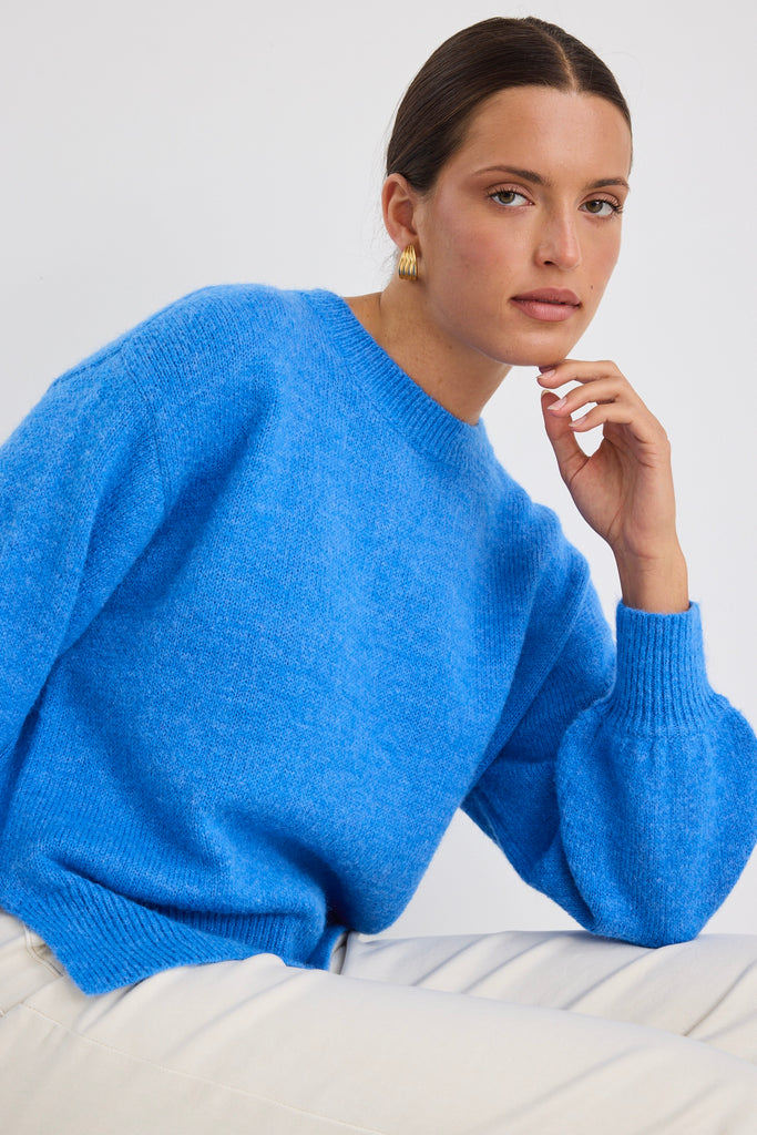 Shop Cluster Azure Blue Crewneck Jumper | Flo & Frankie
