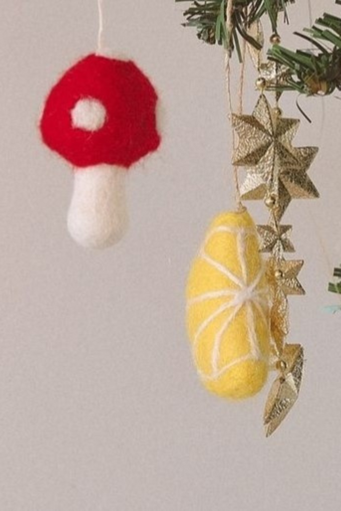 Shop Hanging Felt Red Mushroom Xmas Decoration | Flo & Frankie