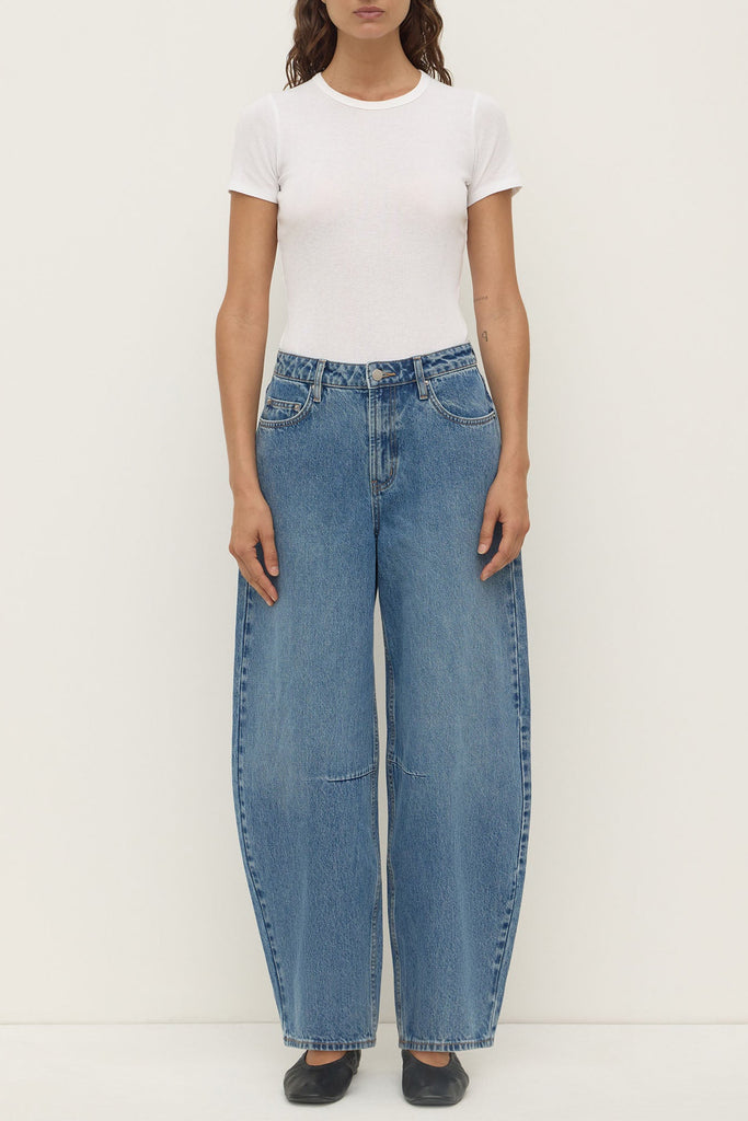 Shop High Rise Classic Blue Barrel Jean | Flo & Frankie