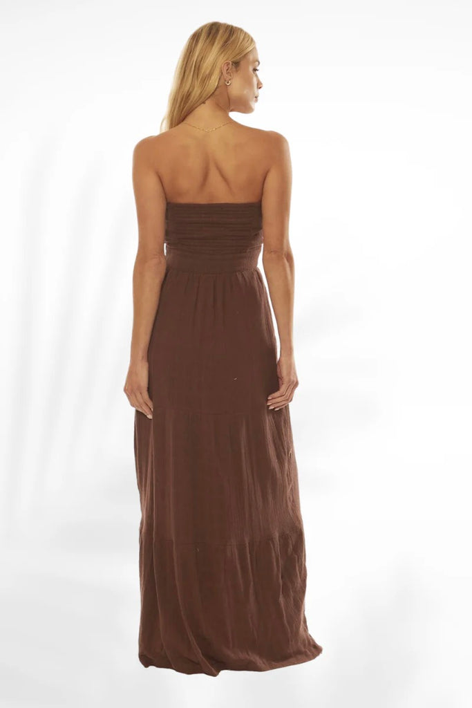 Shop Carli Coffee Strapless Maxi Dress | Flo & Frankie