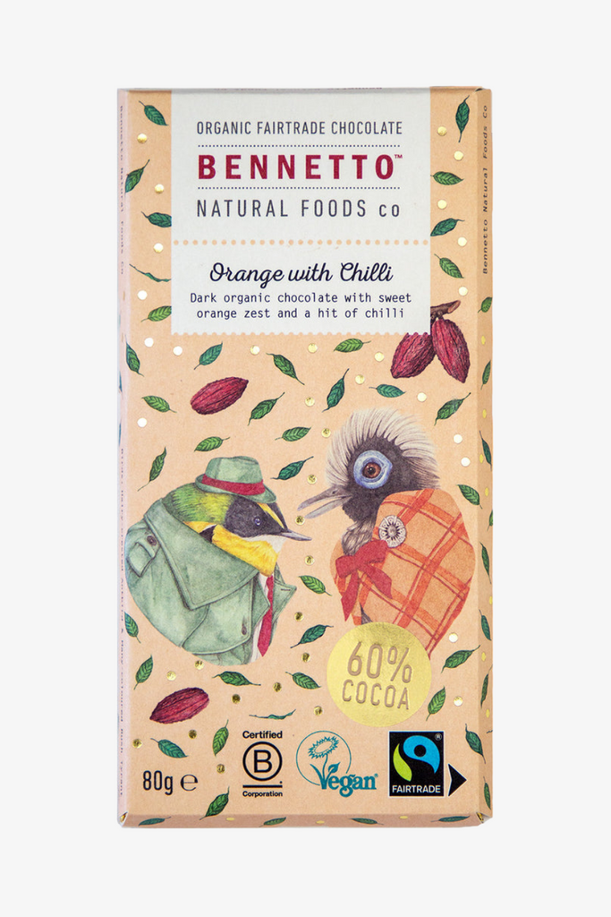 Shop Orange Chilli 80g Orange Fairtrade Chocolate | Flo & Frankie