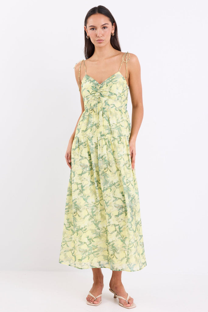 Shop Positano Lemonade Print Strappy Tiered Maxi Dress | Flo & Frankie