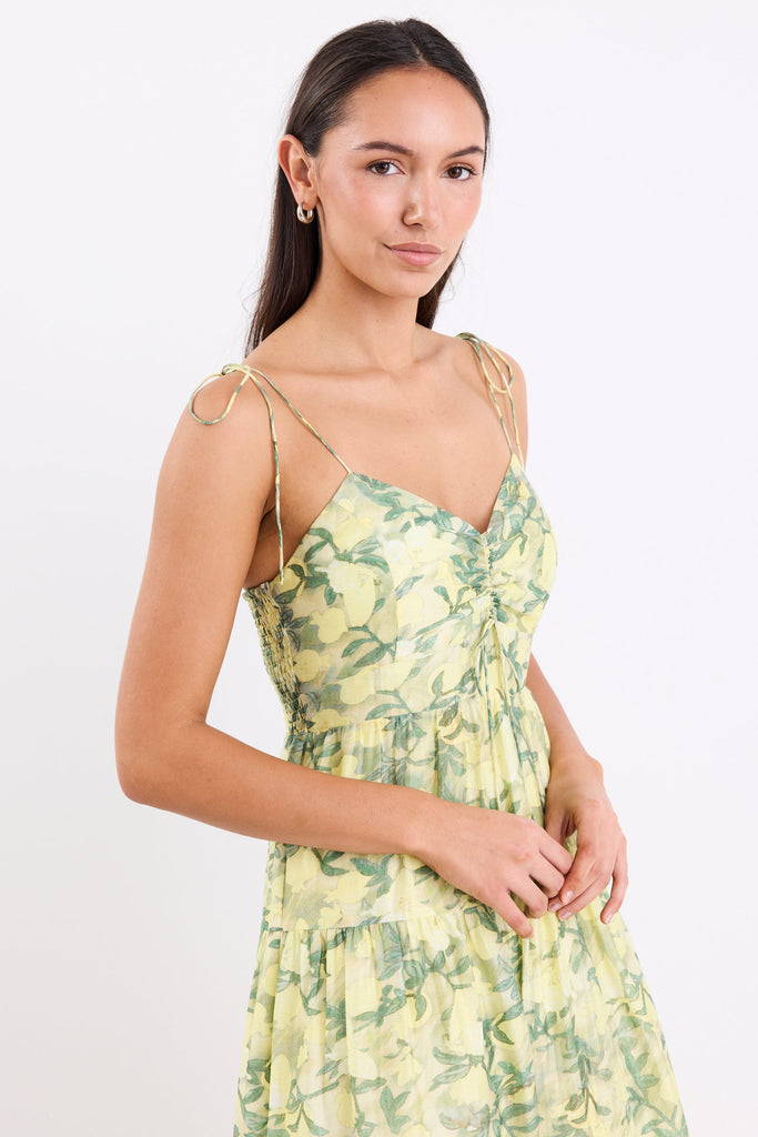 Shop Positano Lemonade Print Strappy Tiered Maxi Dress | Flo & Frankie