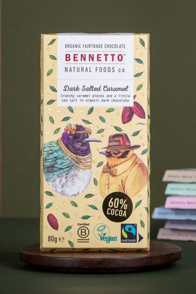 Shop Salted Caramel 80g Buttercup Dark Fairtrade Chocolate | Flo & Fra