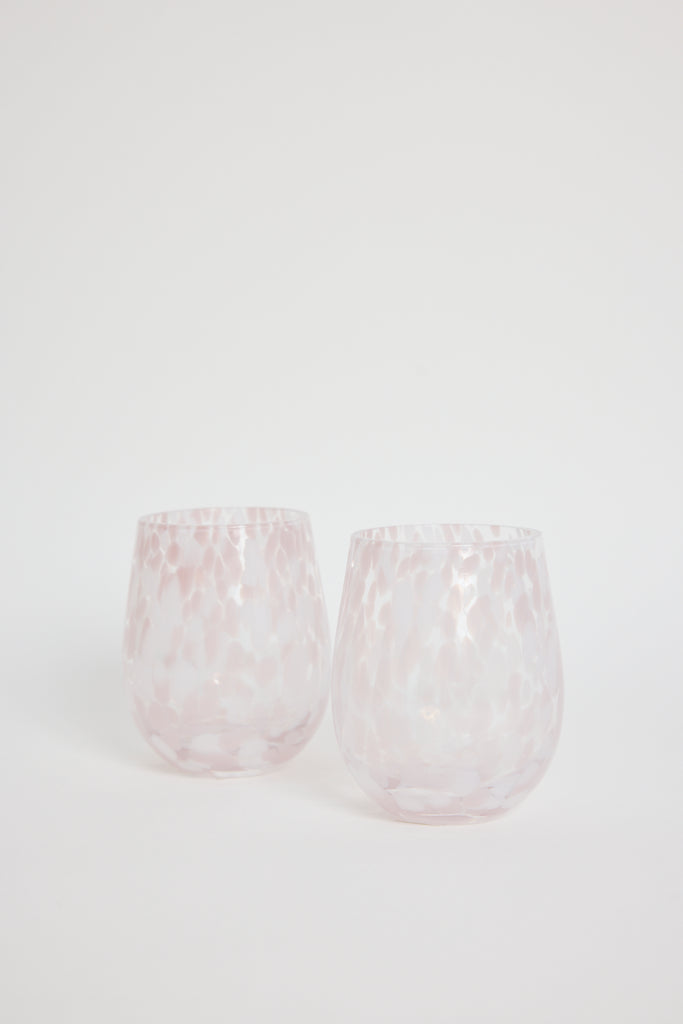 Shop Stemless Pink White Splatter Wine Glass | Flo & Frankie