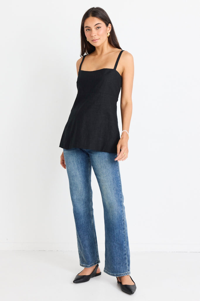 Shop Sunkissed Black Split Hem Cami Top | Flo & Frankie