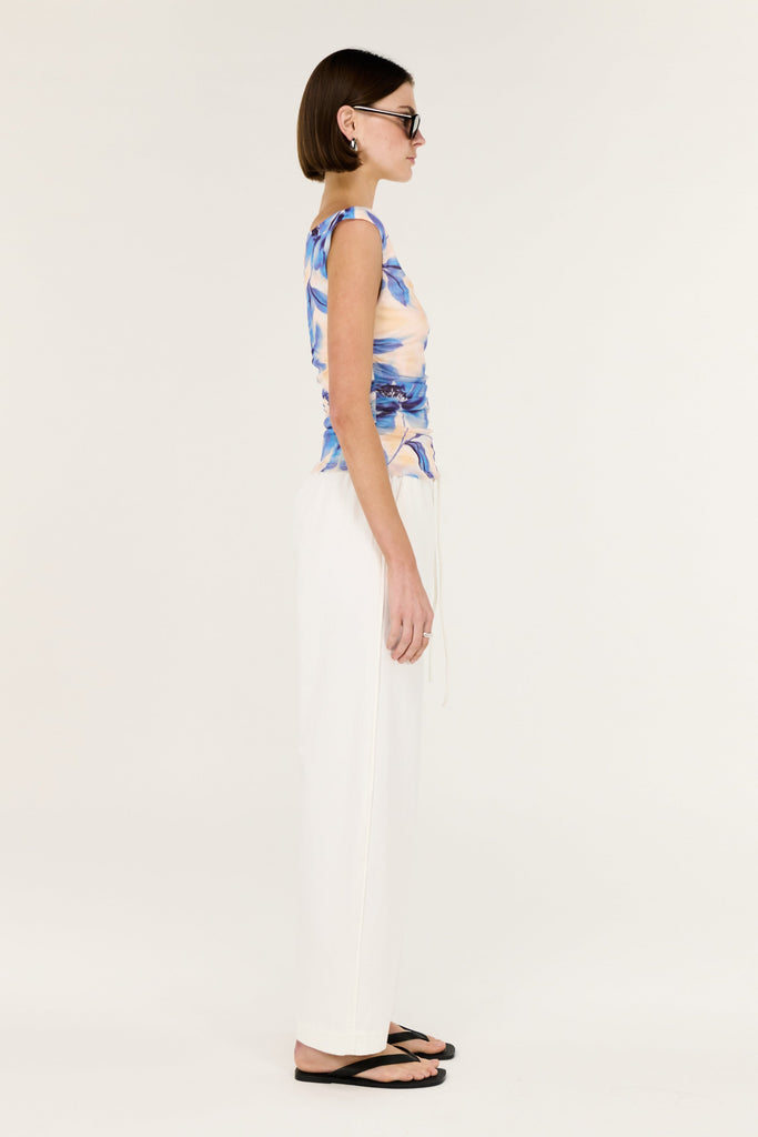Shop Fleur Blue Blurred Floral Sleeveless Mesh Top | Flo & Frankie