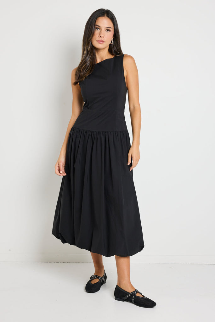 Shop Vigour Black Structured Bubble Midi Dress | Flo & Frankie