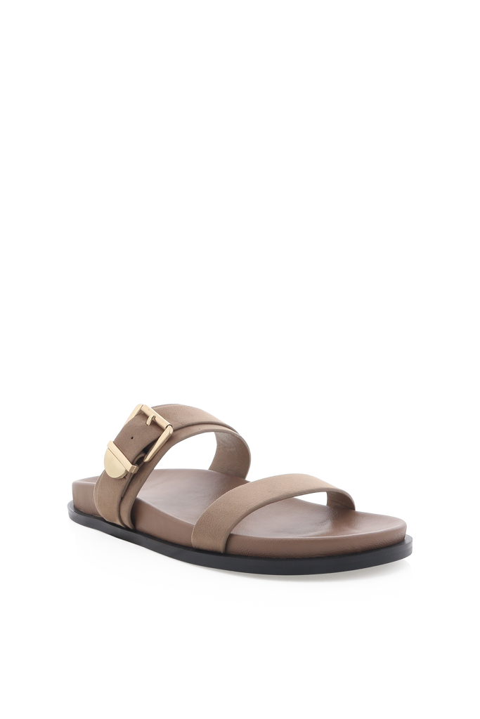 Shop Yansa Fawn Suede Double Strap Single Buckle Slide | Flo & Frankie