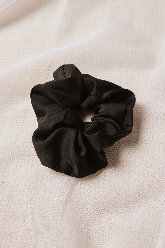 Shop Large Black Satin Scrunchie | Flo & Frankie