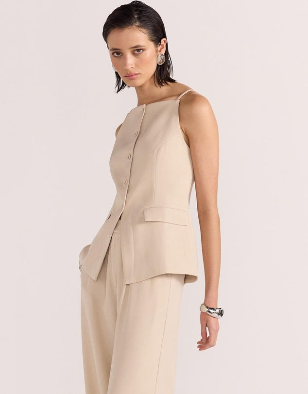 Shop Hayden Beige Longline Vest Top | Flo & Frankie