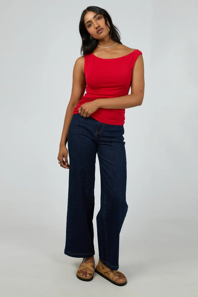 Shop Kylie Red Off Shoulder SS Top | Flo & Frankie