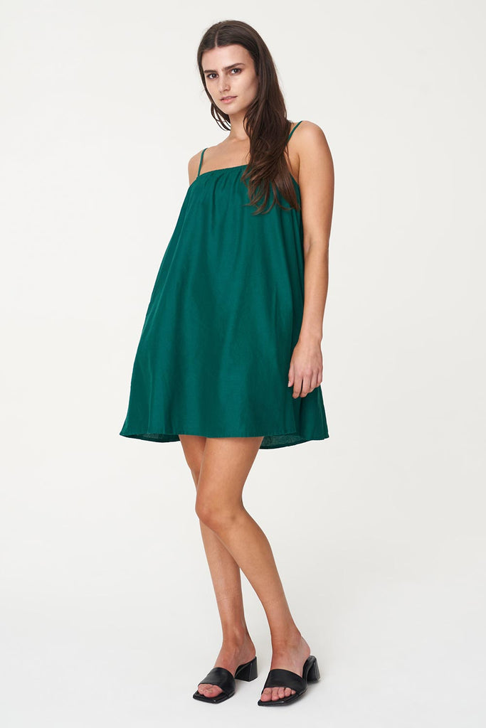 Shop Linin Jewel Green Mini Sundress | Flo & Frankie