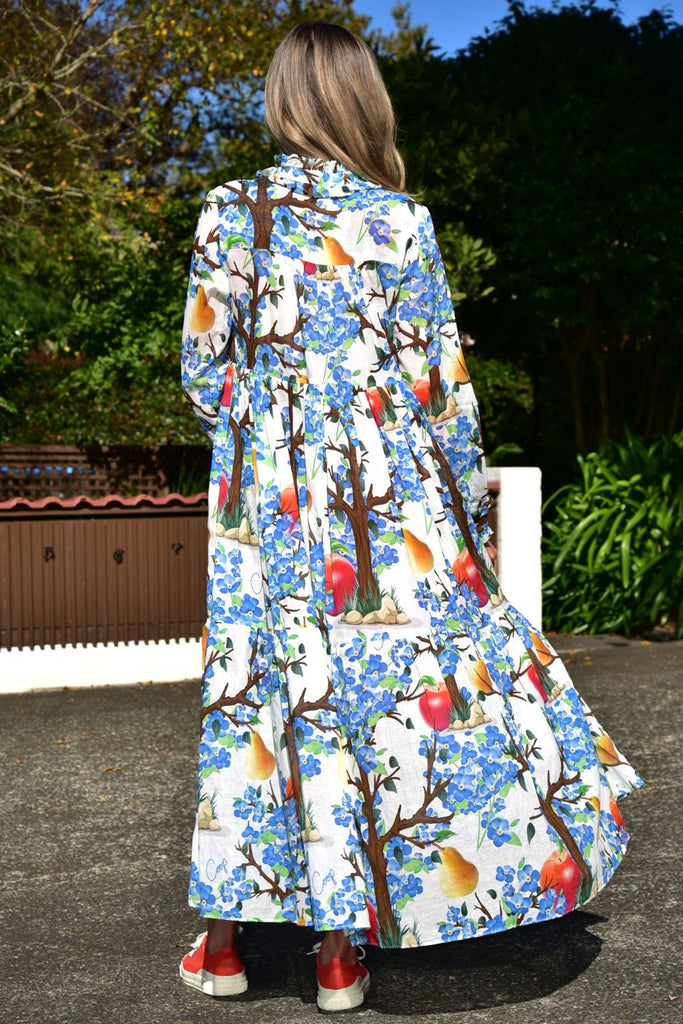 Shop Fruit Loop Blue Floral Frill Tiered LS Maxi Dress | Flo & Frankie