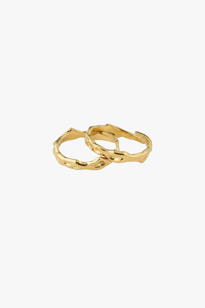 Shop Rita Gold Beaten Double Ring | Flo & Frankie